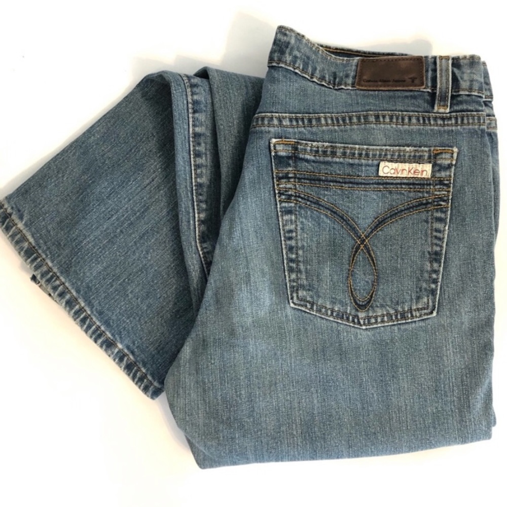 Calvin Klein 10 Flare Jeans Light Wash Leather Tag - Gem
